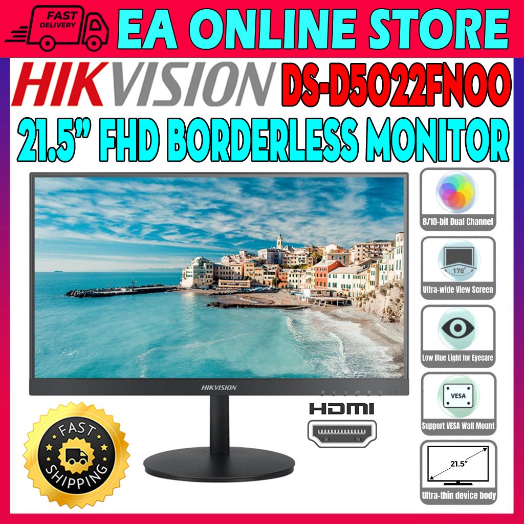 HIK HIKVISION 21.5" FHD Borderless 22" LED Monitor DS-D5022FN00 CCTV PC ...