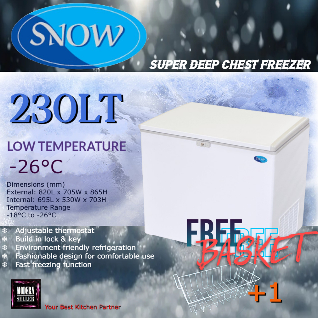 SNOW LY250LD Chest Freezer Top Opening 230 Liter Deep Freezer Peti ...
