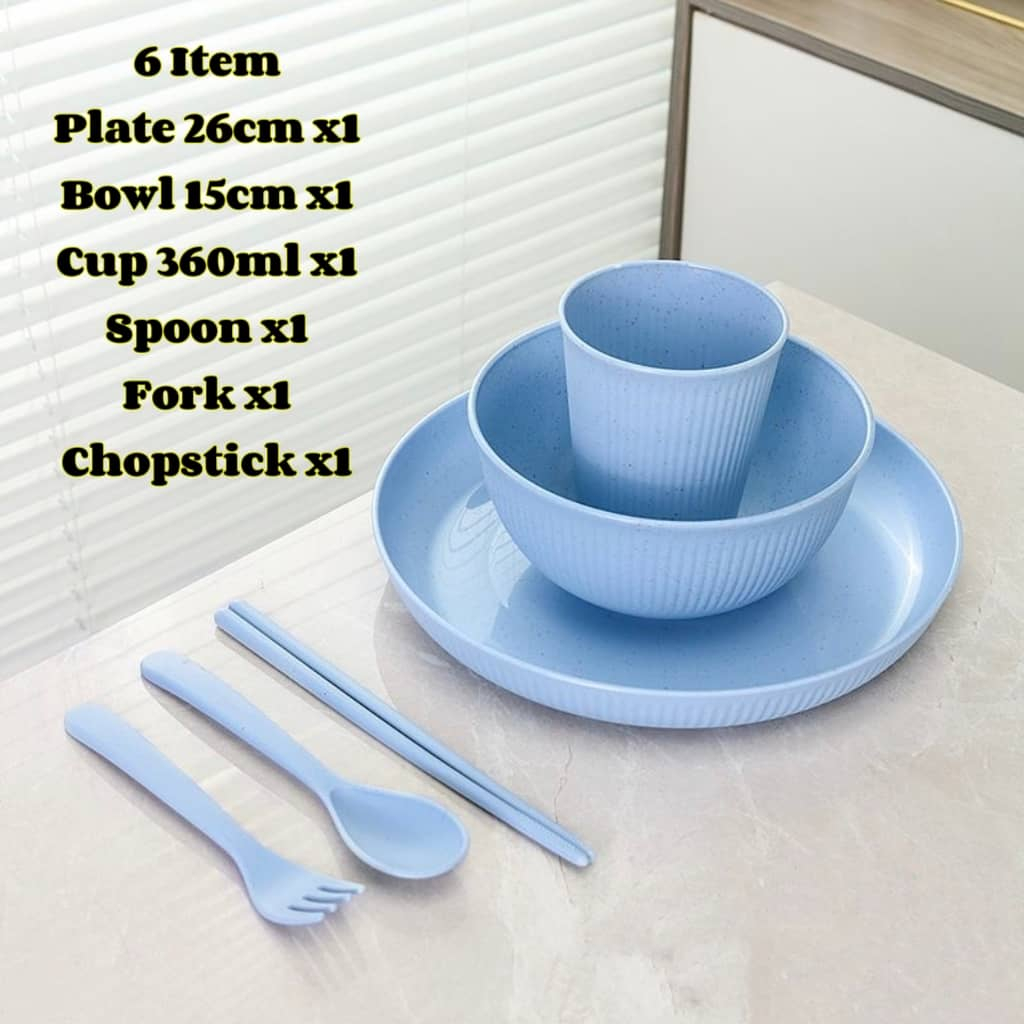 6 Pcs Wheat Straw Plate Set/Dinner Set/Pinggan Mangkuk Set/Pinggan ...
