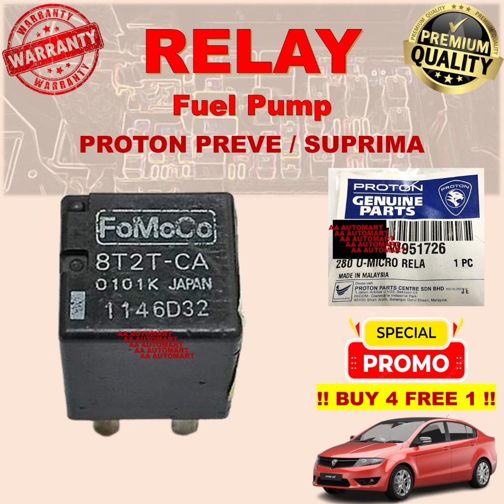 ORIGINAL PROTON PREVE SUPRIMA Fuel Pump Micro Relay (4 Pin) PW951726 ...