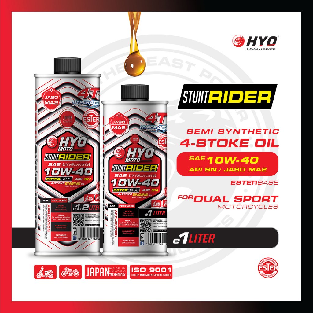 [HYO MOTO] STUNT RIDER Ester-based Semi Synthetic SAE 10W40 - 4T ...