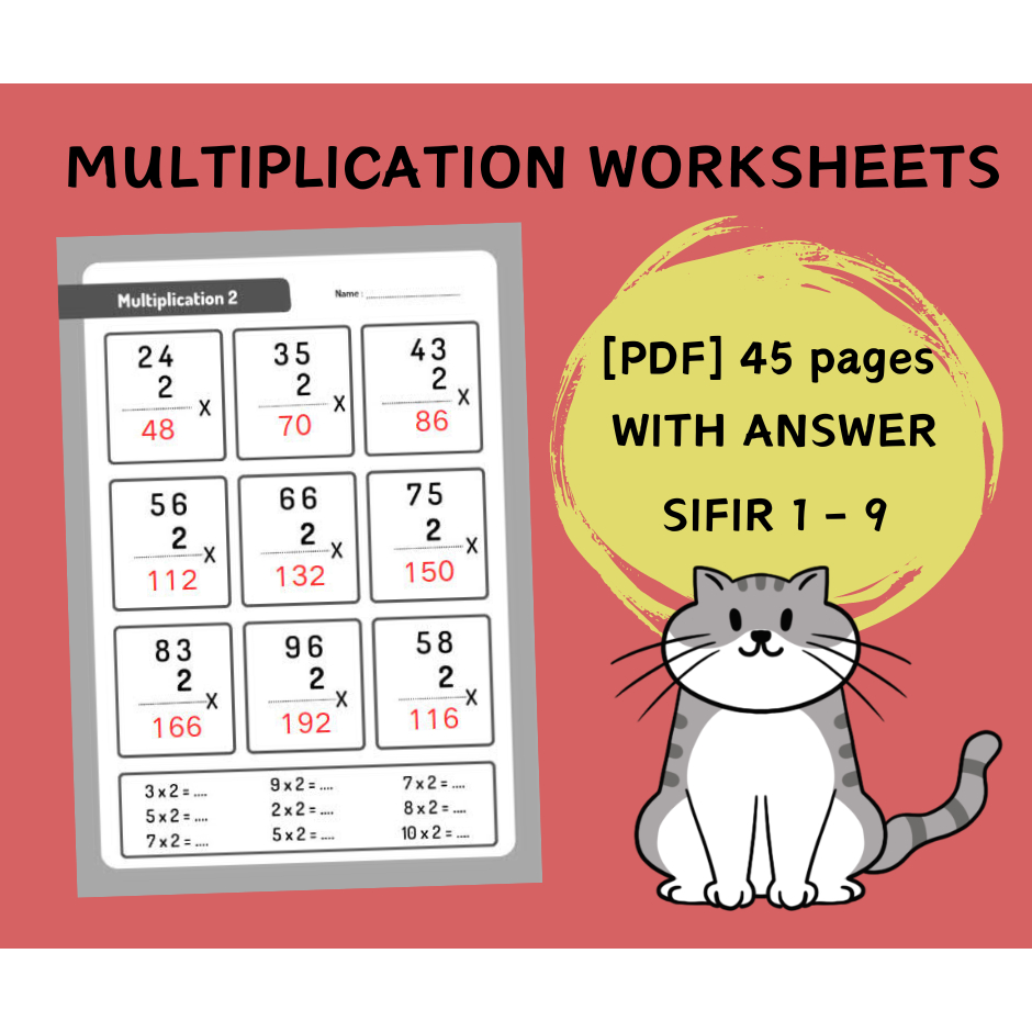 A653 – [PDF] Multiplication worksheets sifir 1-9 (with answer) 45 pages - sekolah rendah ...