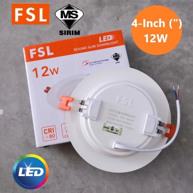 FSL FSP503 4" 12w LED Round Downlight (6500k/4000k/3000k) | Shopee Malaysia