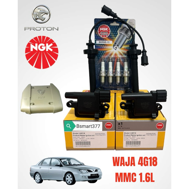 Proton ngk original plug coil waja mmc 1.6L 4g18 ignition coil with 100% original ngk spark plug ...