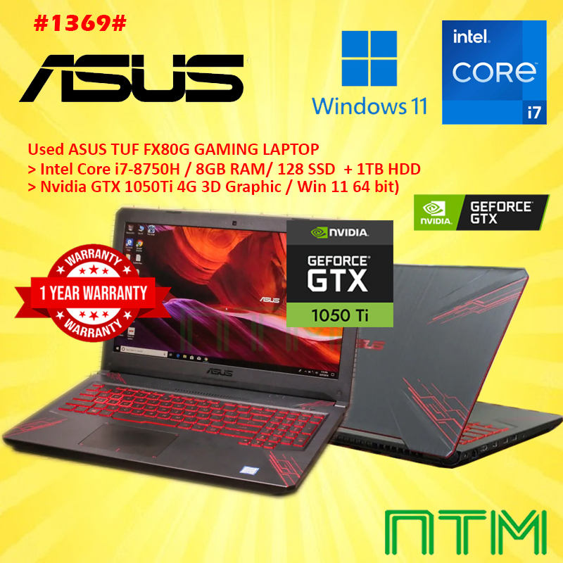 #1369 *Used / Second Hand / ASUS TUF FX80 Gaming Laptop 8TH I7-8750H ...