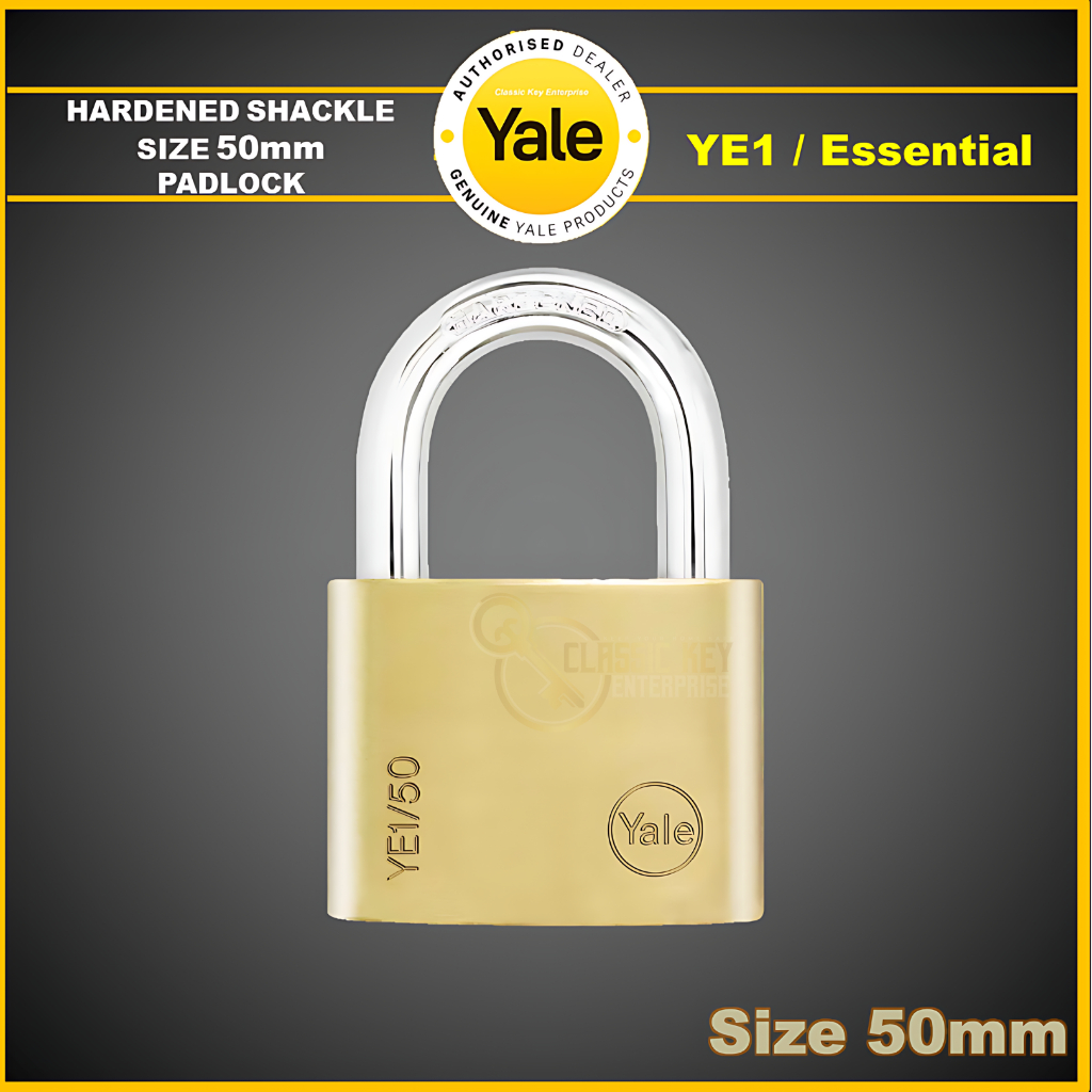 Yale padlock solid brass Essential Series model (YE1/50/126) Size 50mm ...