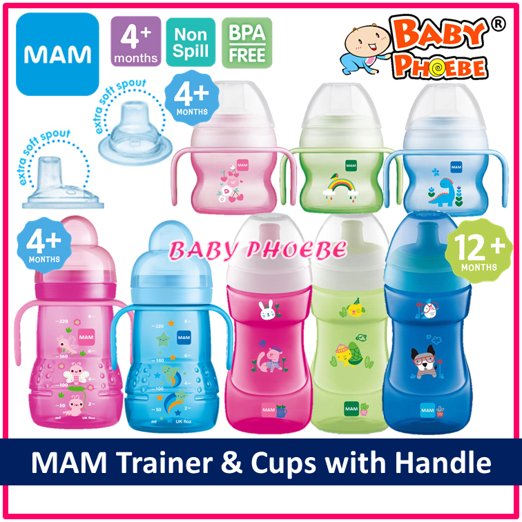MAM Spill Free Baby Bottle Trainer+ 220ml 4m+ (1pc) / MAM Starter Cup 150ml | Shopee Malaysia