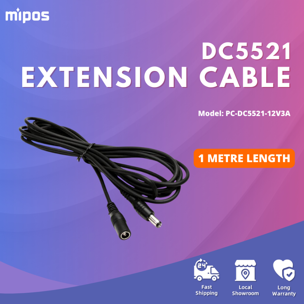 DC Extension Cable 1M 2.1mm x 5.5mm Female to Male Plug for 12V & 24V ...