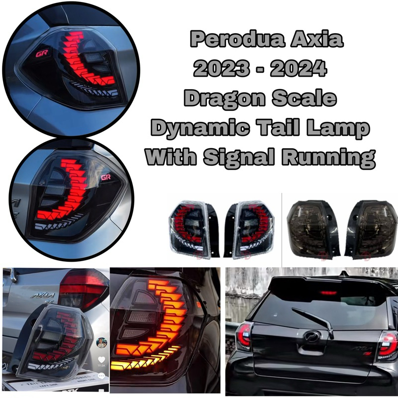 DTK Perodua Axia 2023 - 2024 Dragon Scale Dynamic Tail Lamp With Signal ...