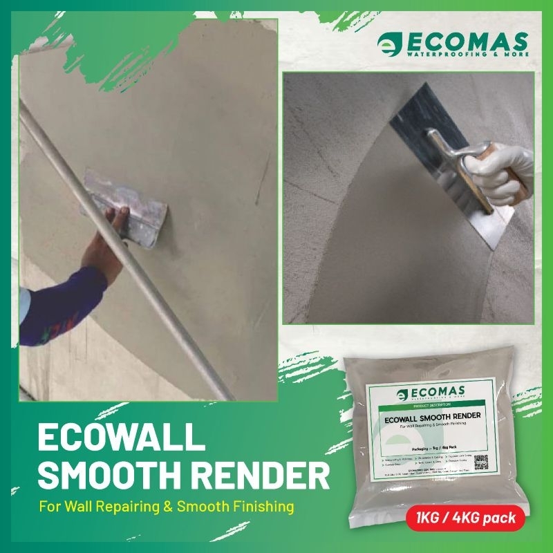 ECOCEM SMOOTH RENDER WITH FIBERS FOR WALL (4KG PACK) CRACK RESISTANCE ...
