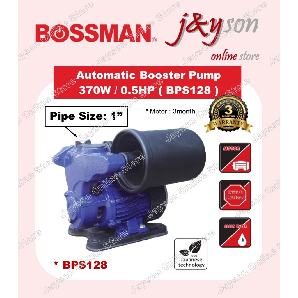 BOSSMAN BPS128 / BPS139 Automatic Booster Water Pump 0.5HP / 370W BPS ...