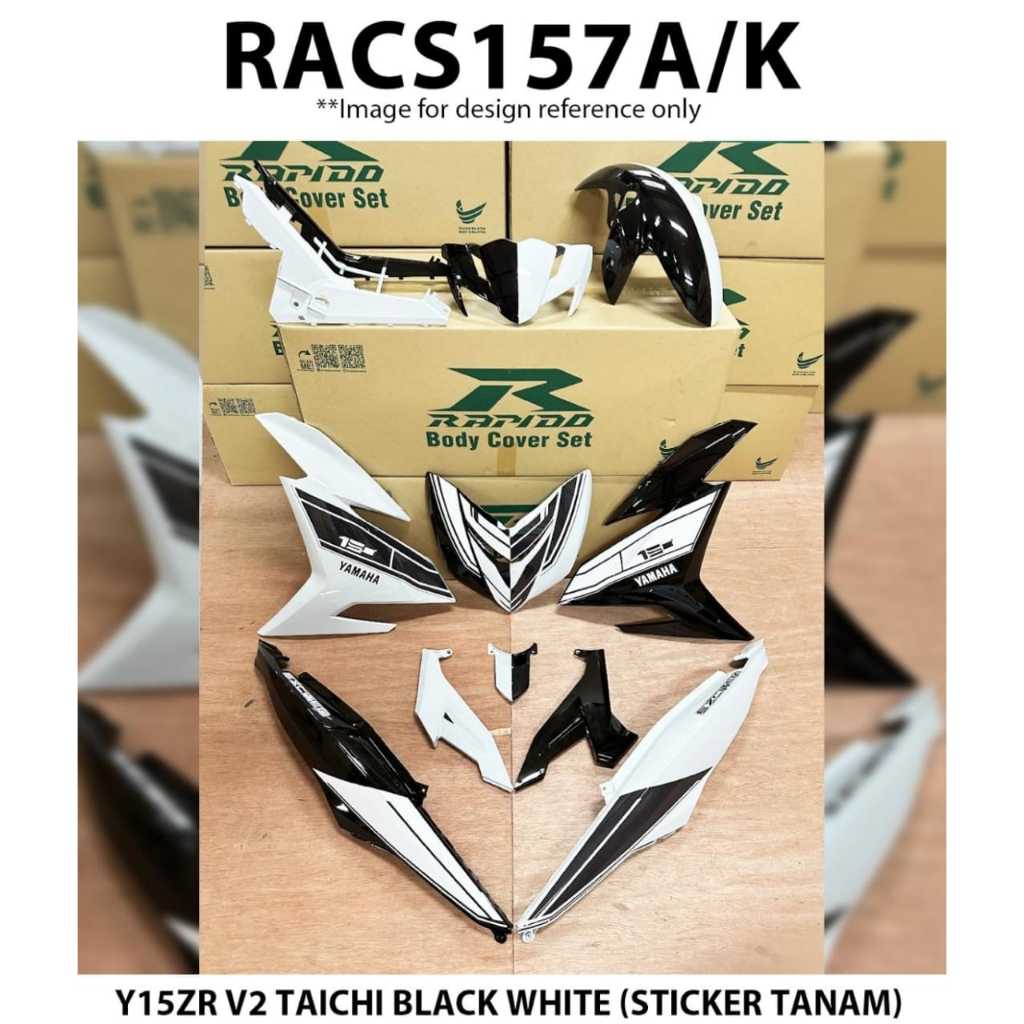COVER SET YAMAHA Y15ZR TAICHI BLACK WHITE V1 V2 COVERSET Y15ZR HITAM PUTIH ACCESSORIES MOTOR ...