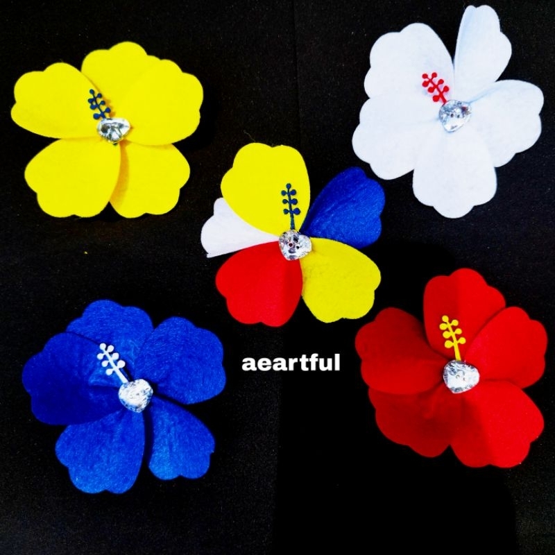 KOC120]Brooch Bunga Raya Felt kemerdekaan. Brooch Bunga Raya Kebangsaan ...