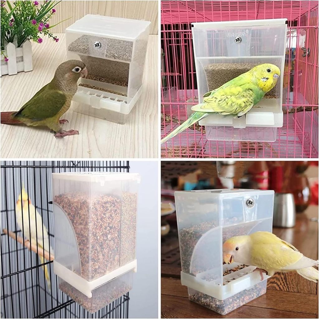 250gram Transparent Bird Feeder Food Container for Budgies Cockatiels ...