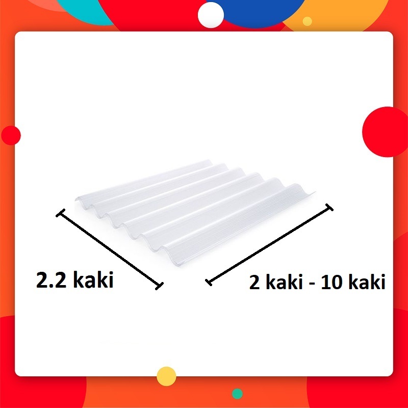 2 - 10 Ft/kaki ATAP CERAH LUTSINAR / CORRUGATED POLYCARBONATE ...