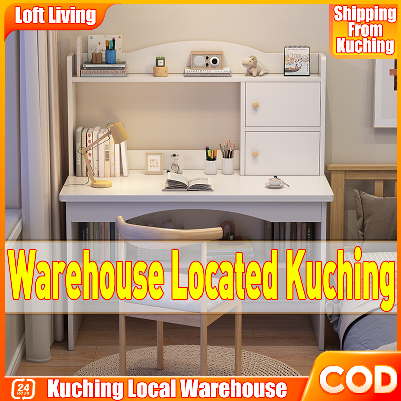 LOFT-Study Table With Book Shelf Meja belajar Student Desk+Storage Rack ...