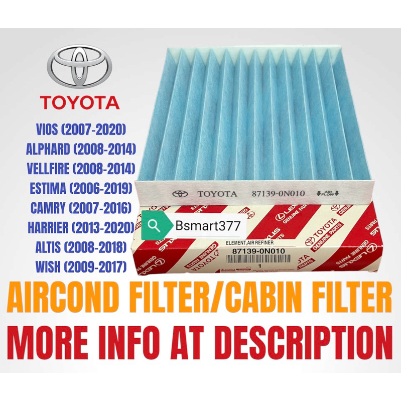 Toyota air-cond filter cabin filter vios/alphard/vellfire/estima/camry ...