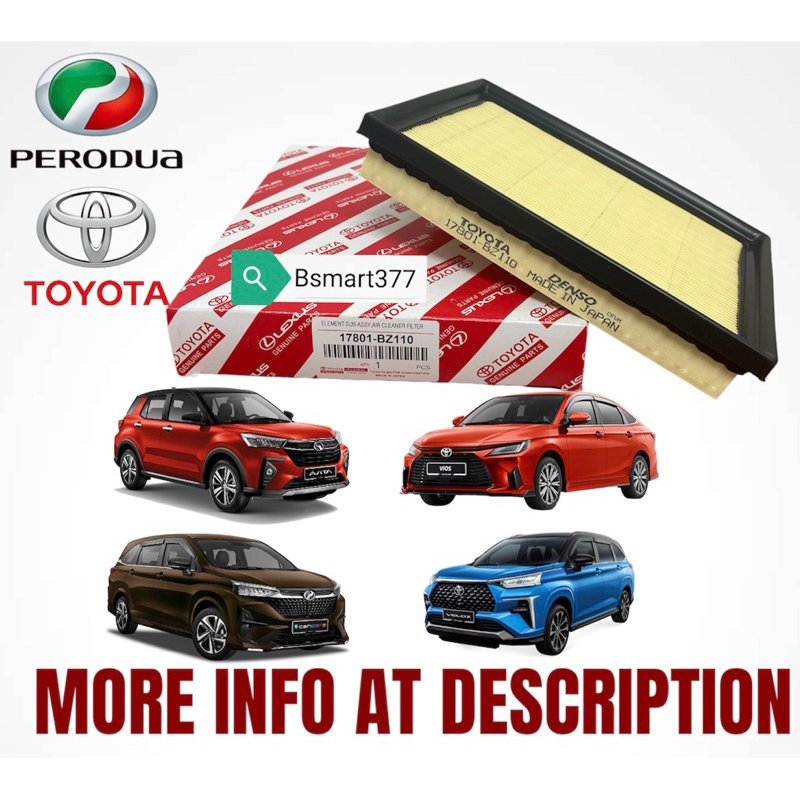 Perodua enjine air filter ativa 1.0L / alza 2nd model / toyota veloz 1 ...