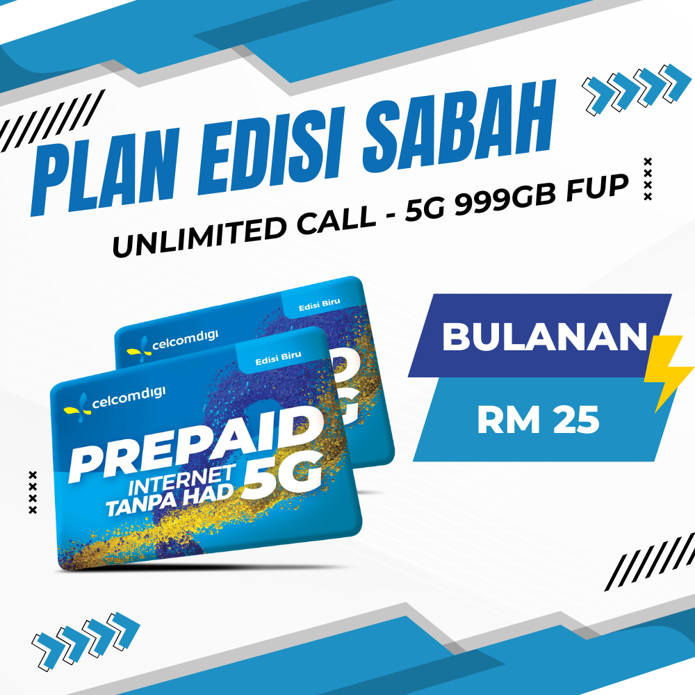 Sim Celcom Edisi Sabah Prepaid CelcomDigi Edisi Biru Unlimited Call Internet 999GB 5G | Shopee ...