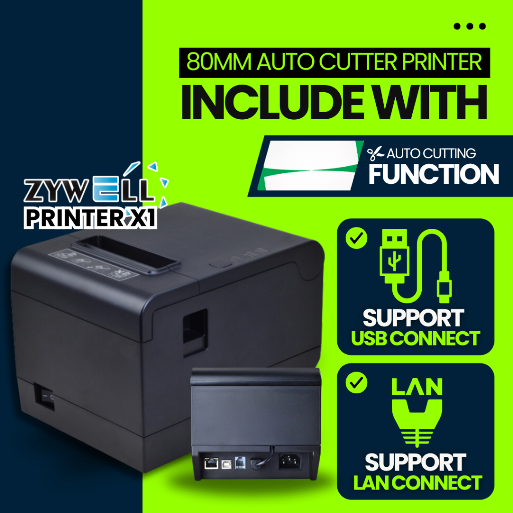 80mm Thermal Pos Printer With Auto Cutter ( USB+LAN / USB+BLUETOOTH ...
