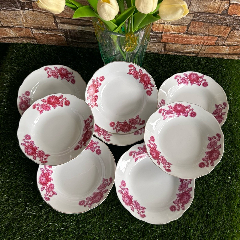 ️HARGA 3 BIJI ️ CLEARANCE SALE PINGGAN 7” KEKWA MERAH BUNGA TENGAH ...