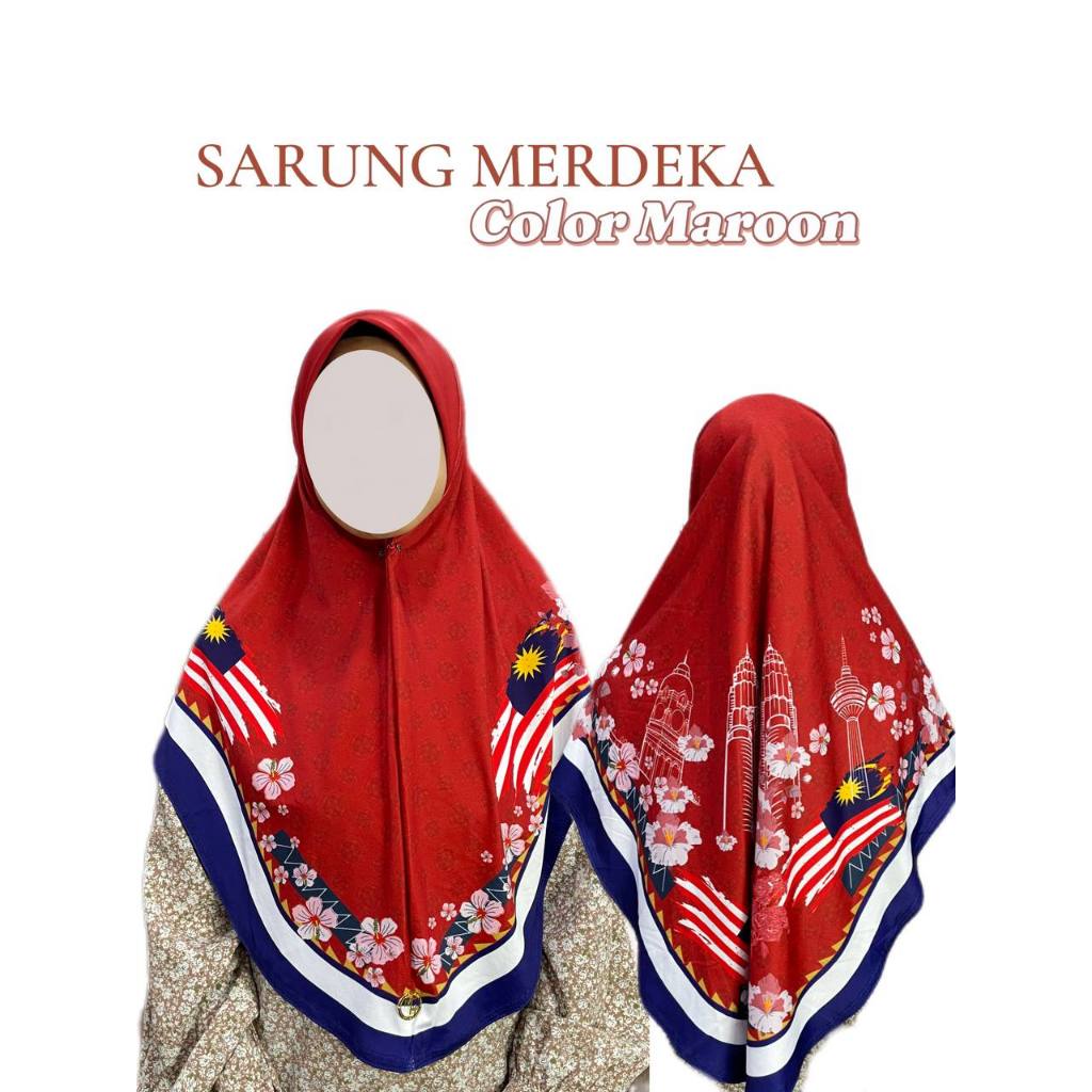 Tudung Sarung Merdeka/ Corak Merdeka/ Tema Merdeka/Sarung Mosscrepe ...