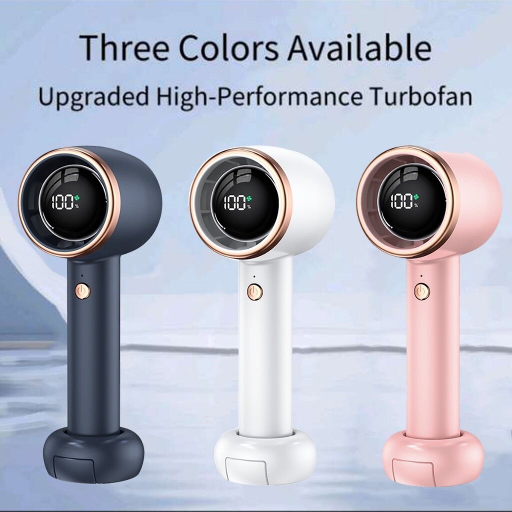 Portable Turbo Jet Fan Rechargeable Battery 100 Speeds Strong Wind Hand ...