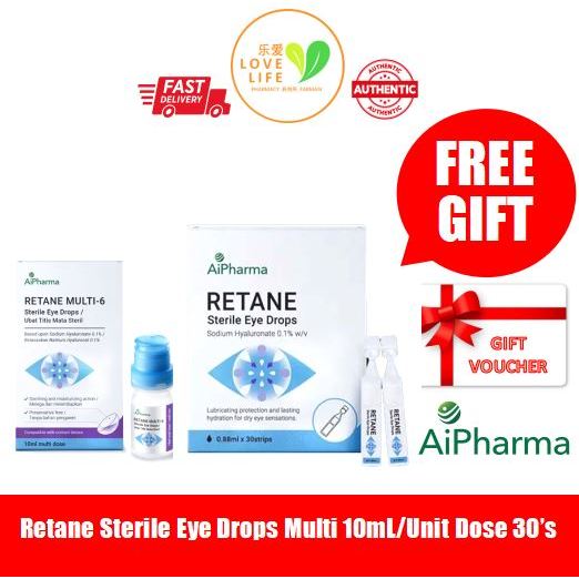 EXP2027 AiPharma Retane Sterile Eye Drops (30's) / Retane Multi-6 (10ml ...