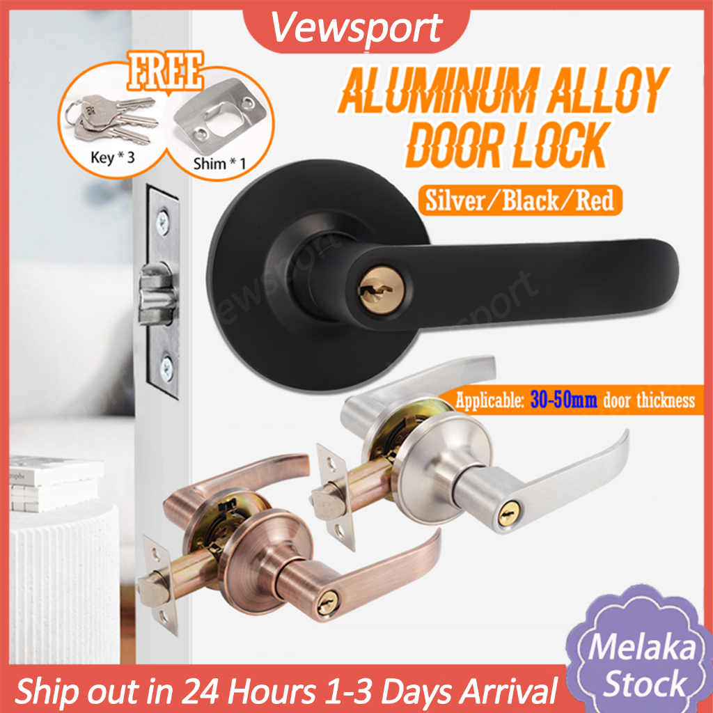 Door Lock Set Tubular Lever Cylindrical Cylinder Door Lock Tombol Pintu ...