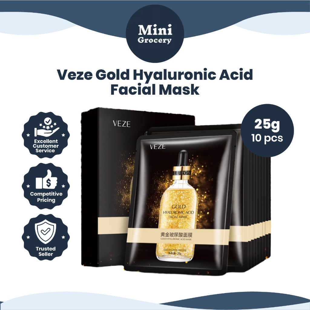 Veze Gold Hyaluronic Acid Facial Mask 梵贞 玻尿酸 金黄金面膜 10pcs BOXED 盒装 ...