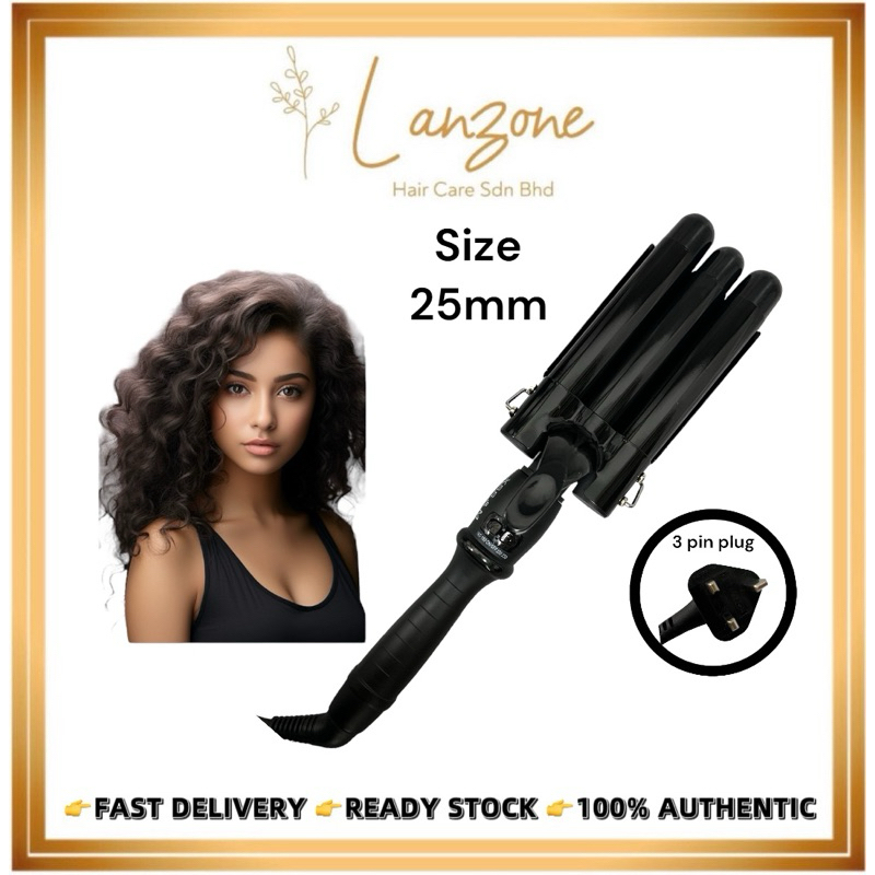 Professional Hair Waver Wave Curler Iron 3 Barrel Clamp Electric Magic ...