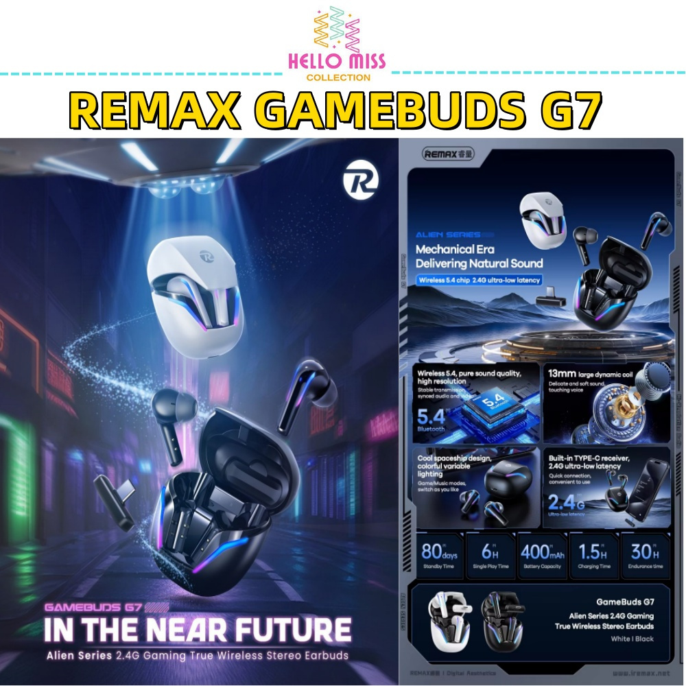 REMAX Gamebuds G7 Alien Series 2.4G Gaming True Wireless Bluetooth V5.4 ...