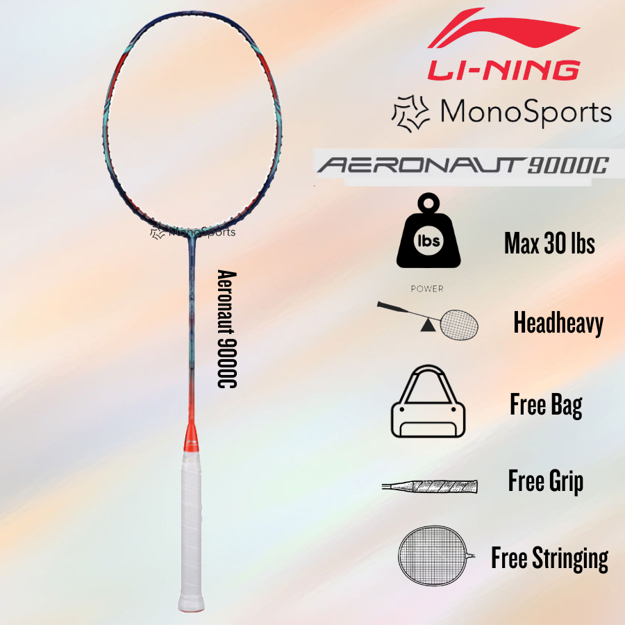 Monosports Li-Ning Aeronaut 9000C Badminton Racket 100% Original Head ...
