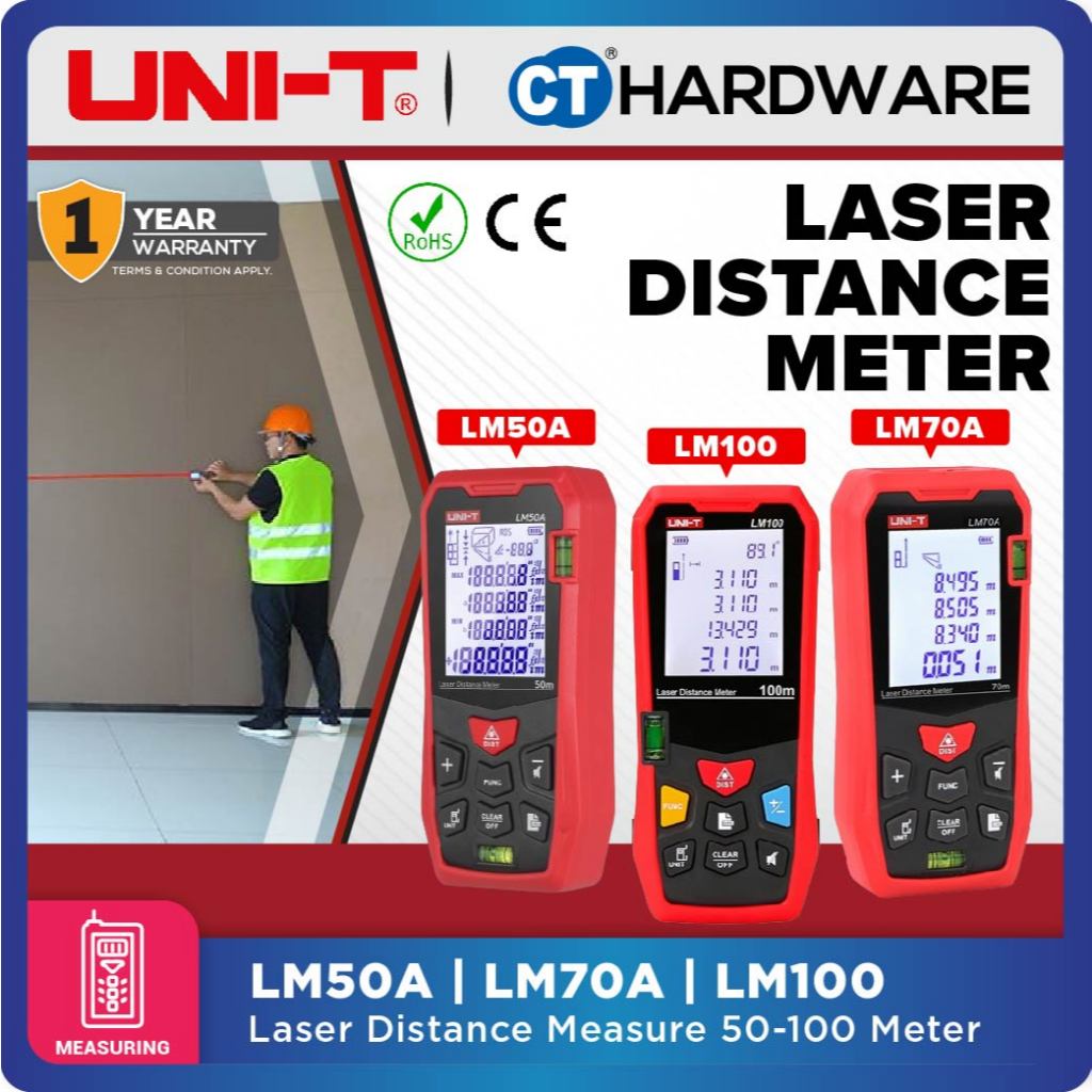 UNI-T LM50A LM70A LM100 LCD Laser Distance Measure 50m 70m 100m | Shopee Malaysia