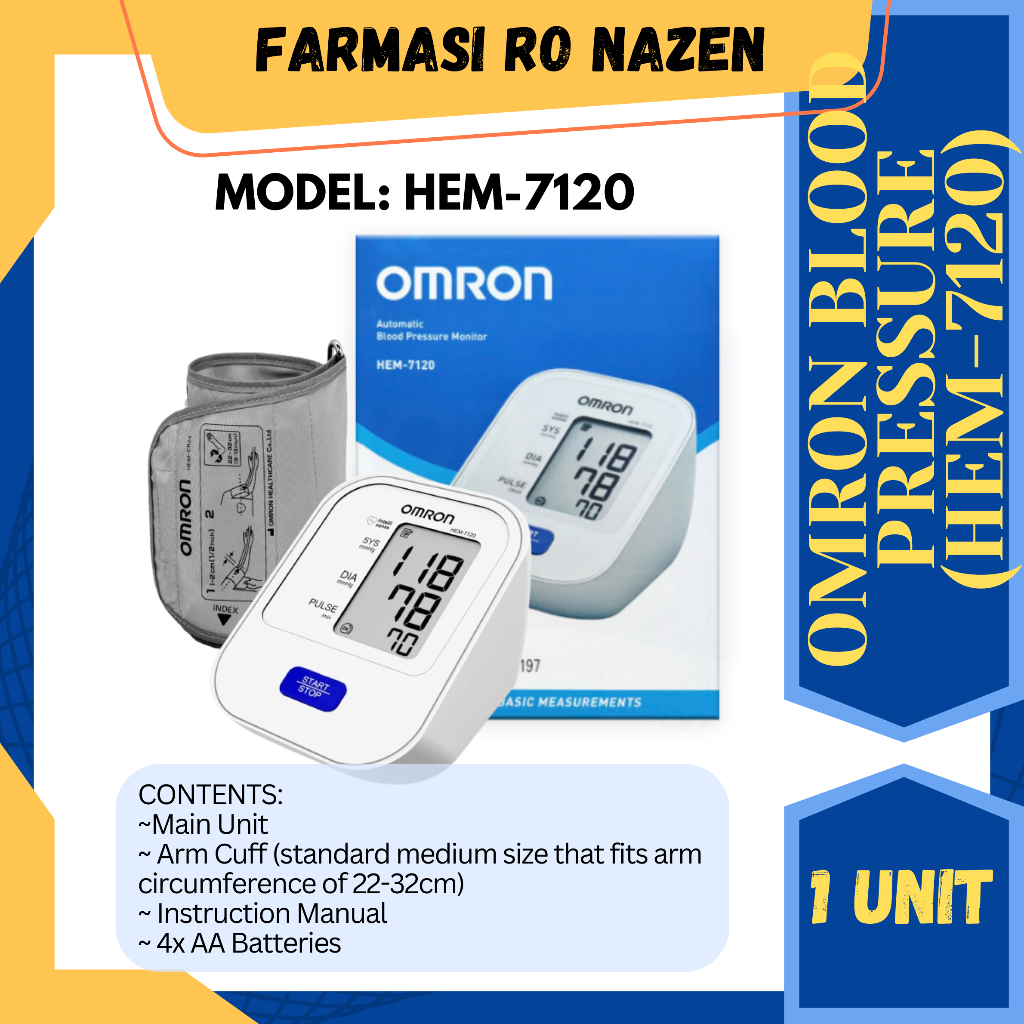 OMRON HEM-7120 Automatic Blood Pressure Monitor (5 Years Warranty) - Standard [Full set WITHOUT ...