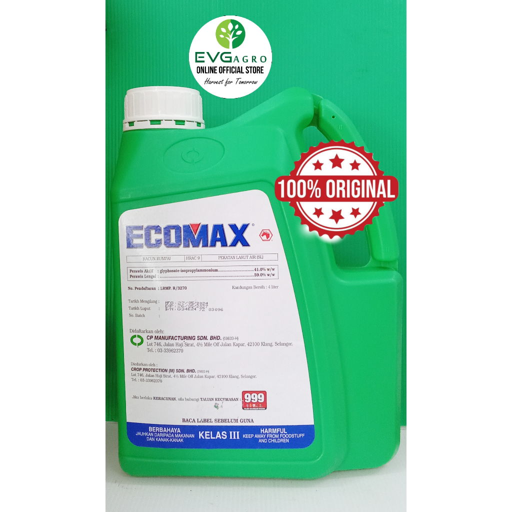 Ecomax 4L Glyphosate 41% Herbicides Racun Rumpai | Shopee Malaysia