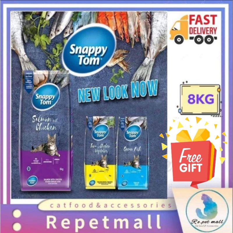 Snappy Tom 8KG Original Pack(Ocean Fish/Salmon With Chicken)Dry Cat ...