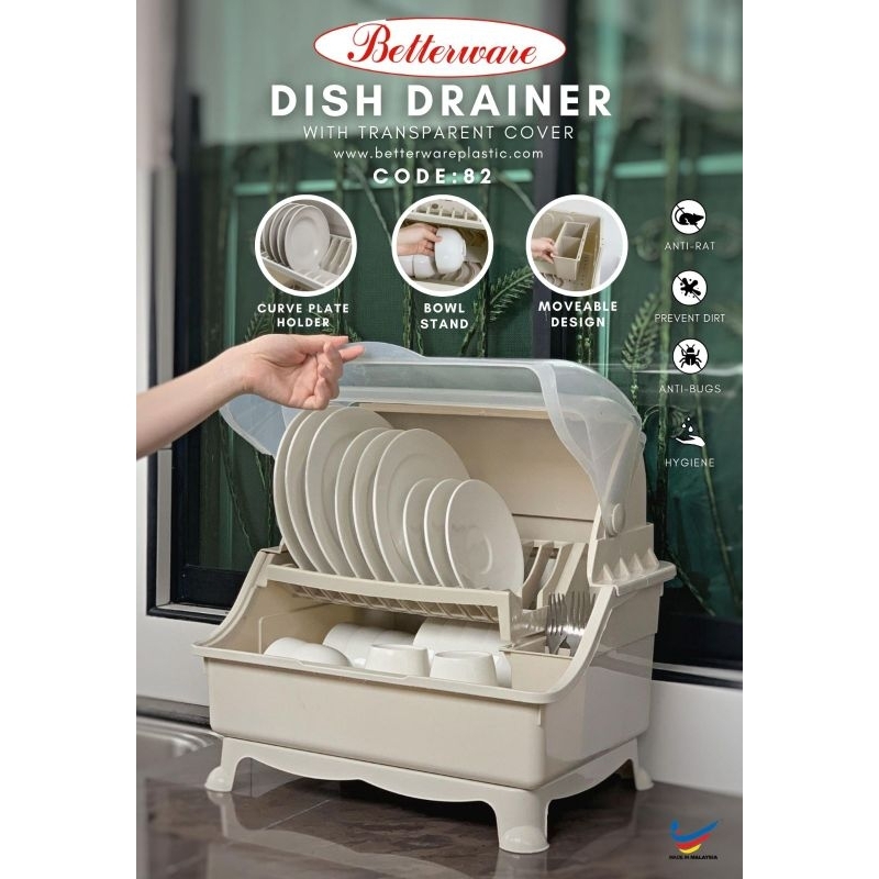 Dish Drainer With Cower/Rak Pinggan Bertutup/ | Shopee Malaysia