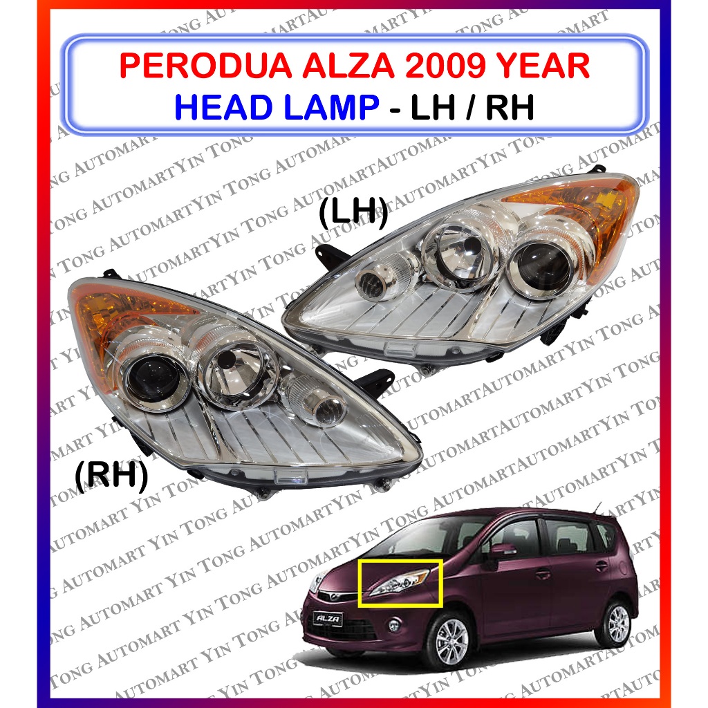PERODUA ALZA 2009 YEAR HEAD LAMP LAMPU DEPAN WITH OR WITHOUT BULB - 1PC ...