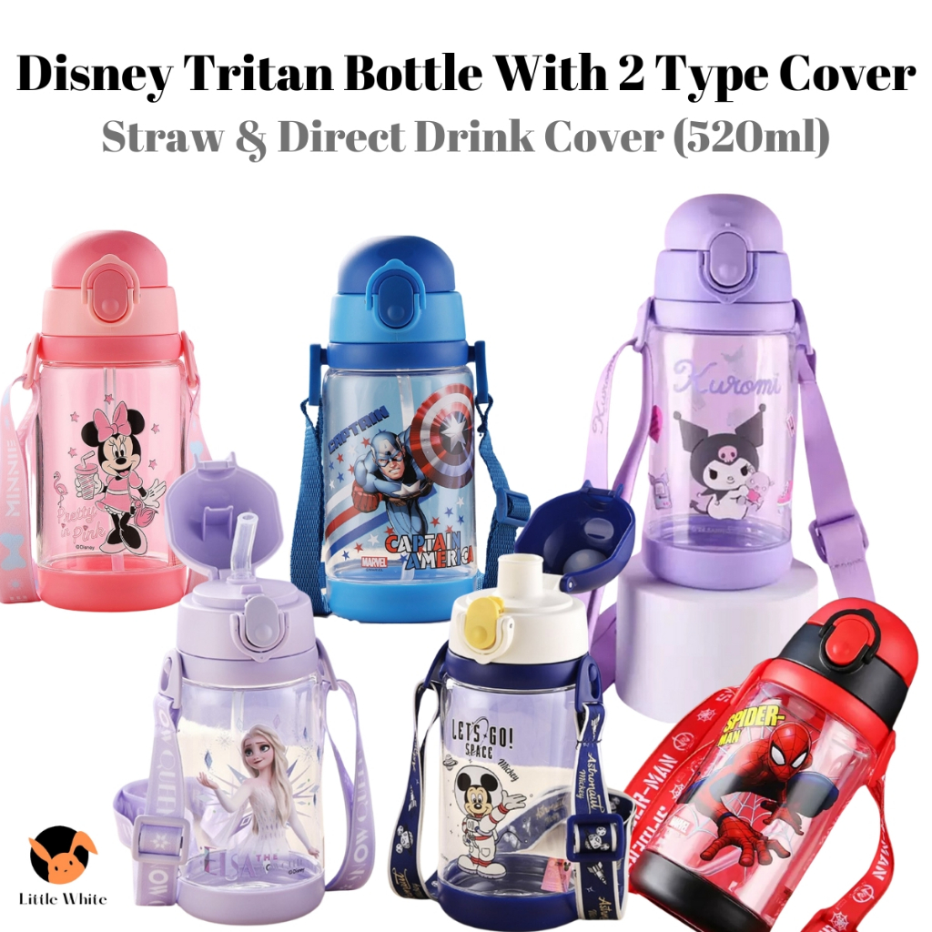 Kids 2IN1 Cover Tritan Water Bottle with Straw Direct Drink Strap Botol Air Kanak 520ml ...