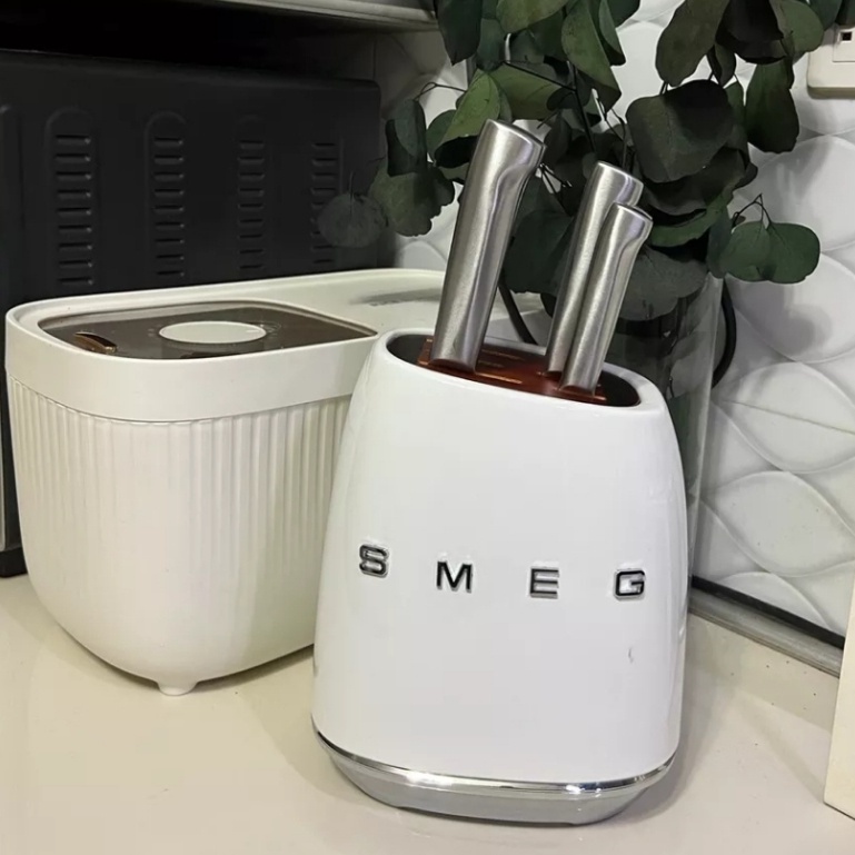 SMEG retro stainless steel set knife holder for home kitchen complete ...
