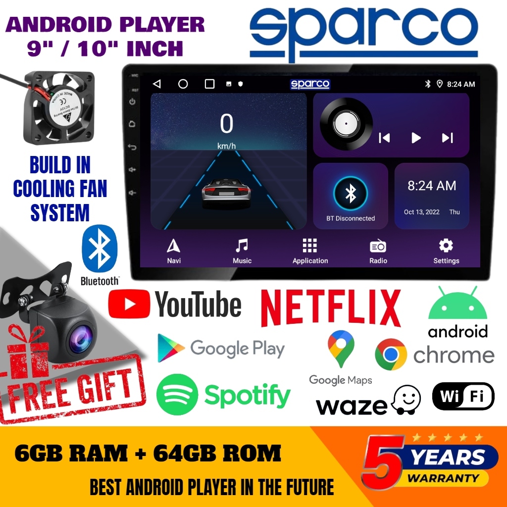 [6GB RAM+64GB ROM] QLED Sparco Android Player 9"10"INCH Quad Core Car ...