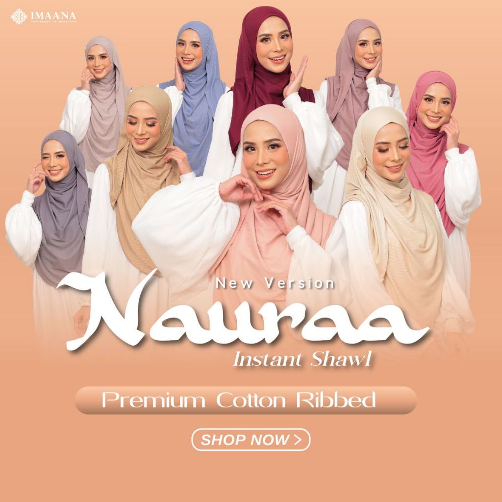 IMAANA NAURAA INSTANT SHAWL IRONLESS [BIDANG 50/BIDANG 60] | Shopee ...
