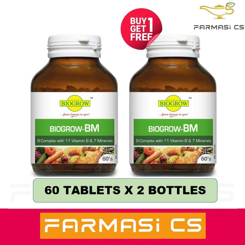 [B1F1] BIOGROW BM B Complex with 11 Vitamin B and 7 Minerals 60 Tablets ...