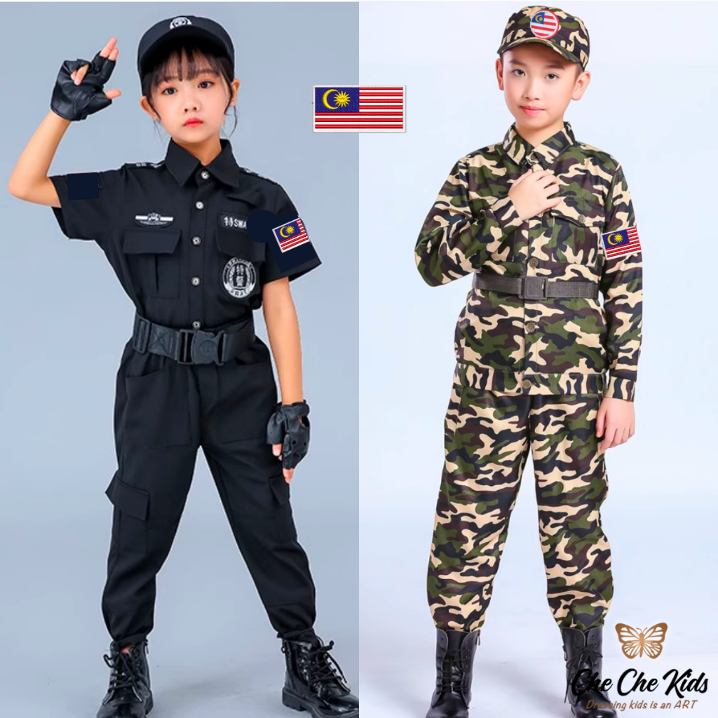 Kids Baju Askar Budak Lelaki Soldier Uniform Polis Pretend Play Career ...