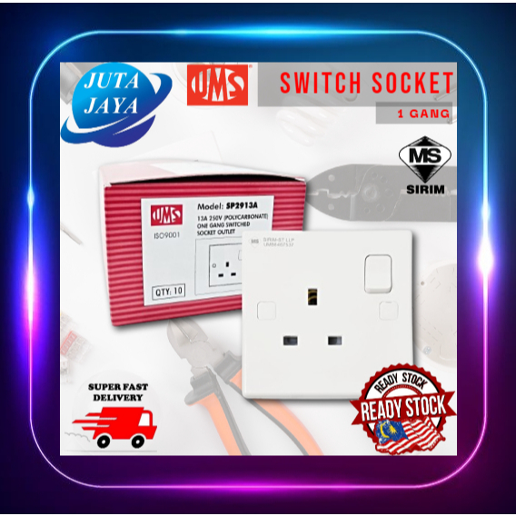 UMS 2913 13A 1Gang/1G Socket Outlet Switch Socket SIRIM Approved ...