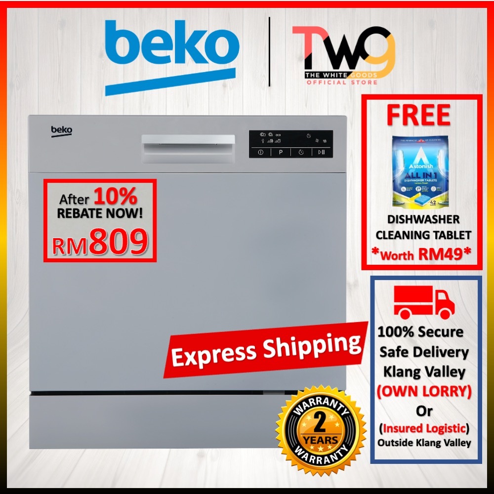 Beko Digital 8 Placement with 6 Setting Tabletop Dishwasher DTC36810S ...