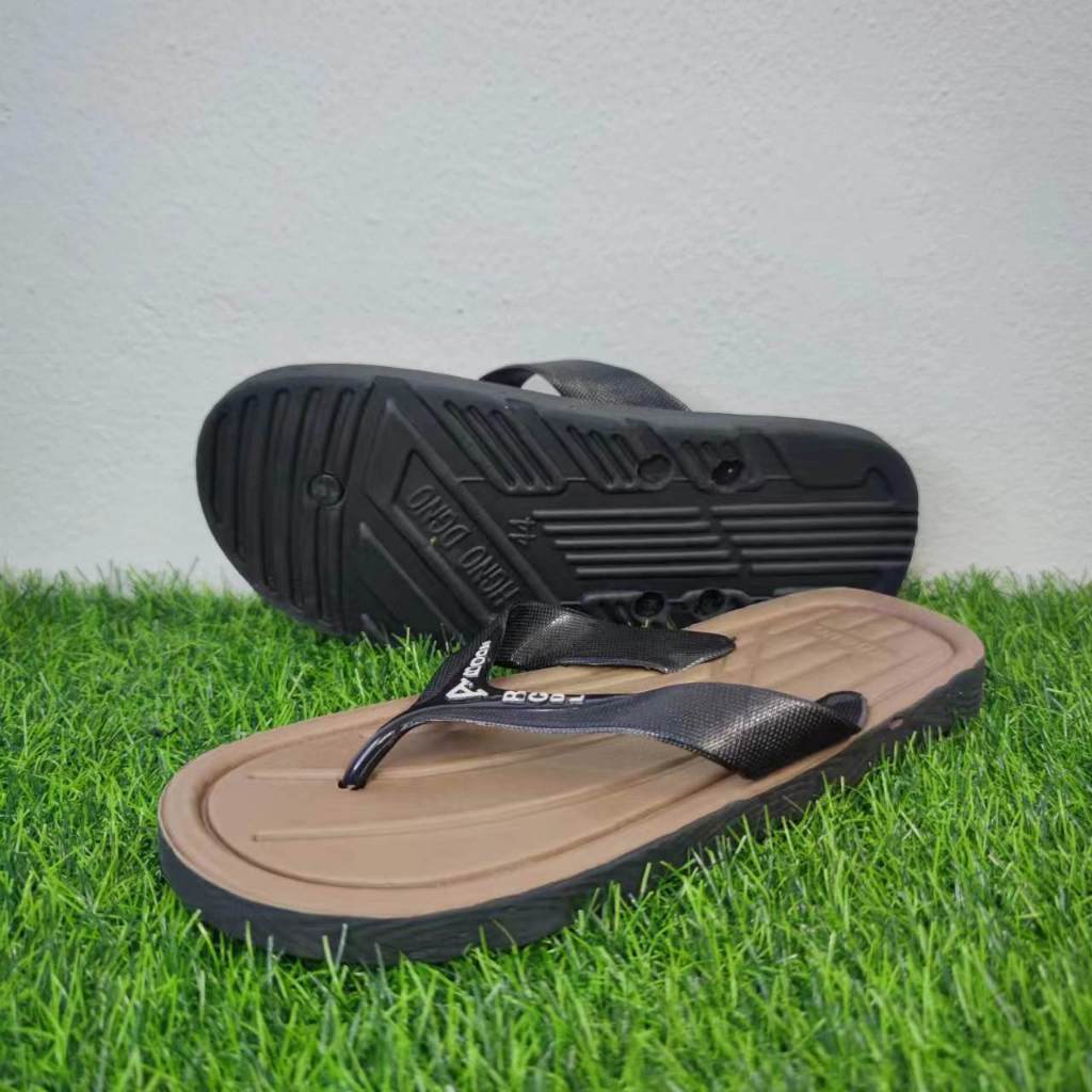 (Ready Stock) Slipper Flip Flop Black & Light Brown HDGNO (Unisex ...