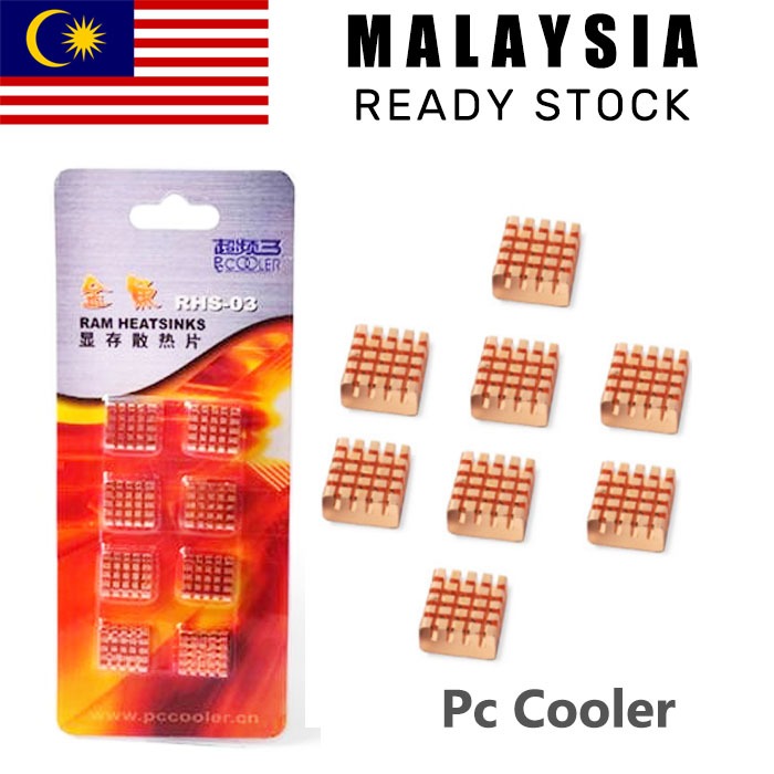 💘 GENUINE💘8pcs Pack PcCooler VGA GPU DDR Ram PC Heatsinks Copper Computer Graphics Card Cooling ...
