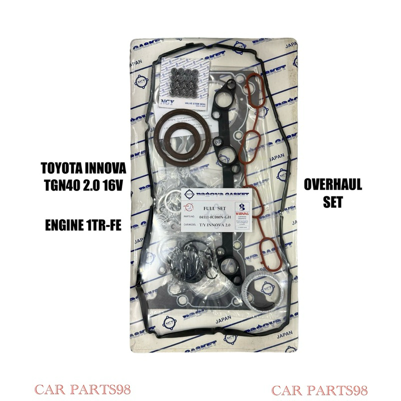 TOYOTA INNOVA 2.0 16V TGN40 OVERHAUL SET & TOP SET GASKET | Shopee Malaysia